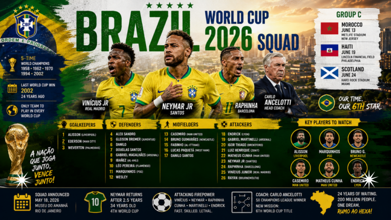 Brazil World Cup 2026 Squad: Neymar Returns, Vinicius Jr Leads and ...