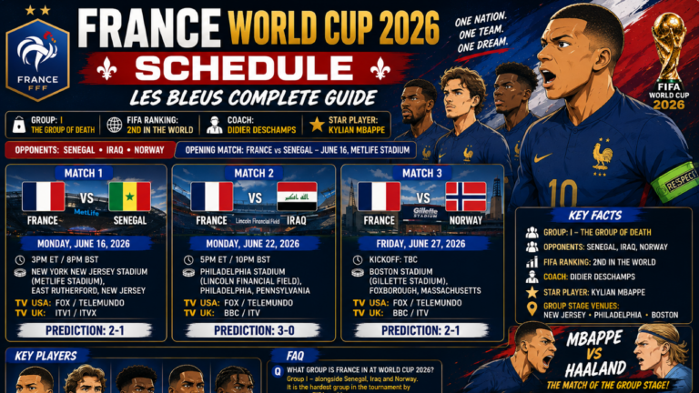 France World Cup 2026 Schedule: Every Match, Date, Kickoff Time and ...
