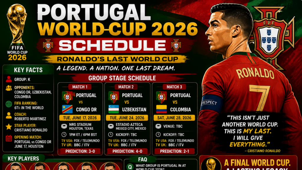 Portugal World Cup 2026 Schedule: Every Match, Date, Kickoff Time ...